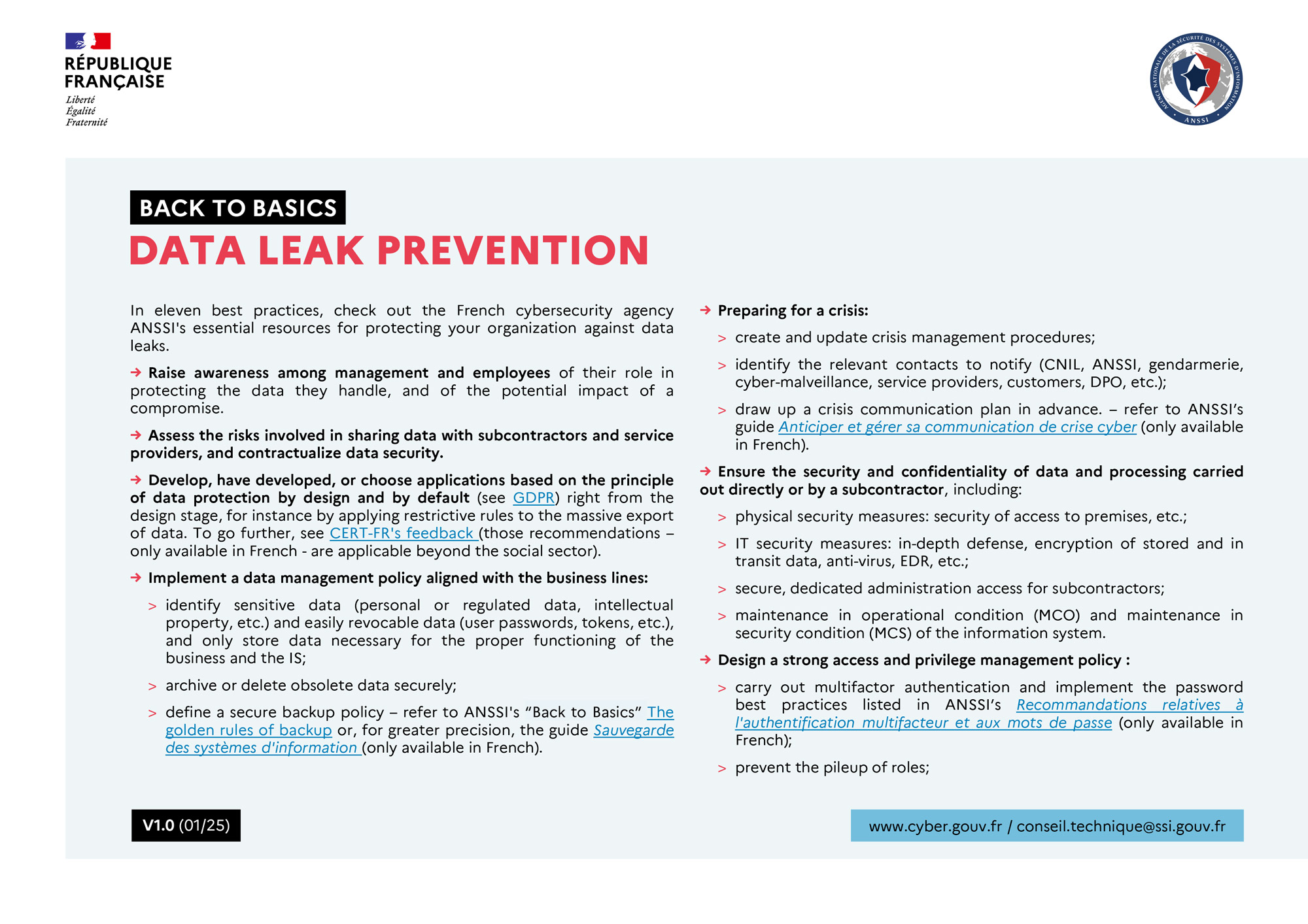 Data leak prevention | ANSSI