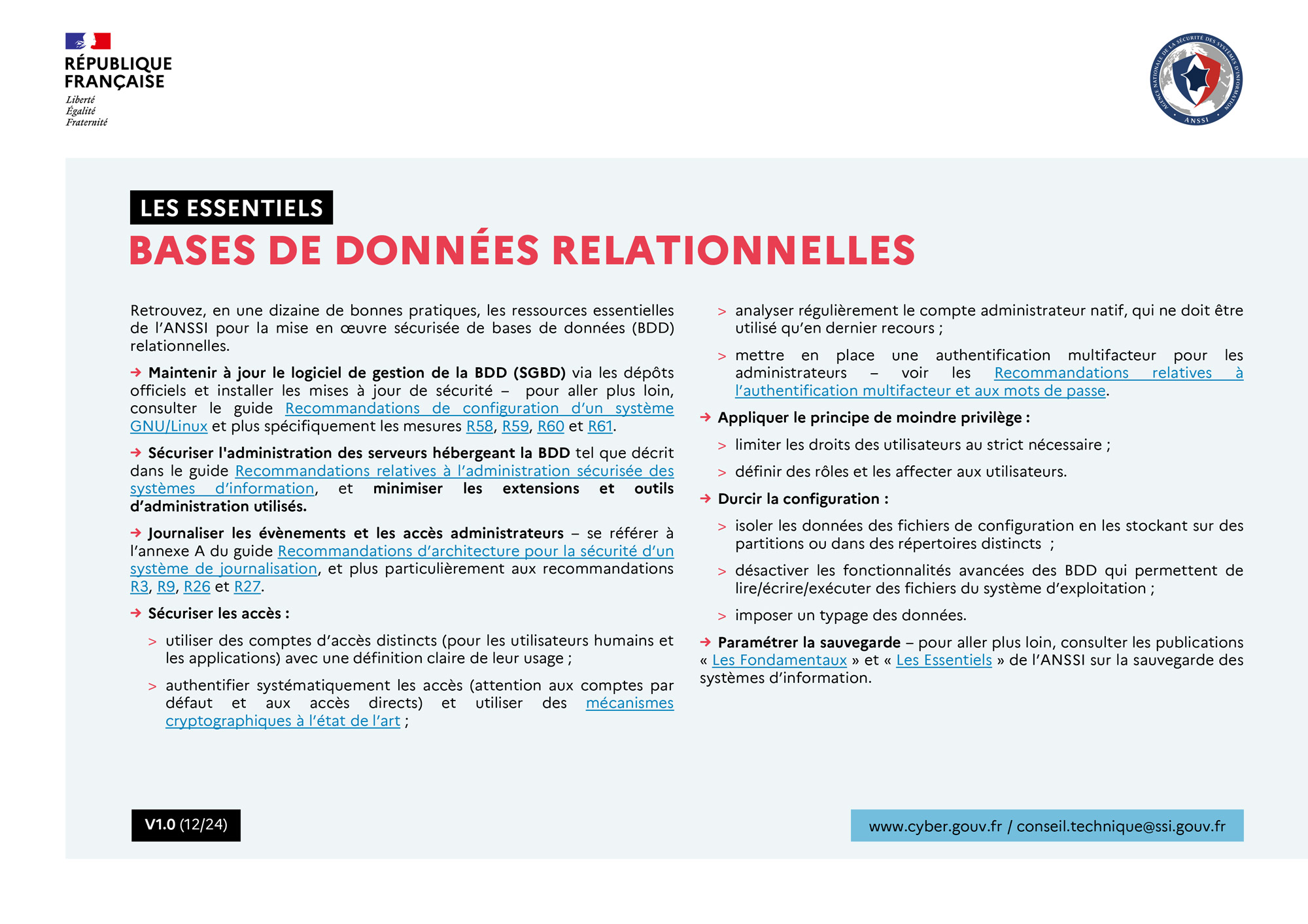 Bases de données relationnelles | ANSSI